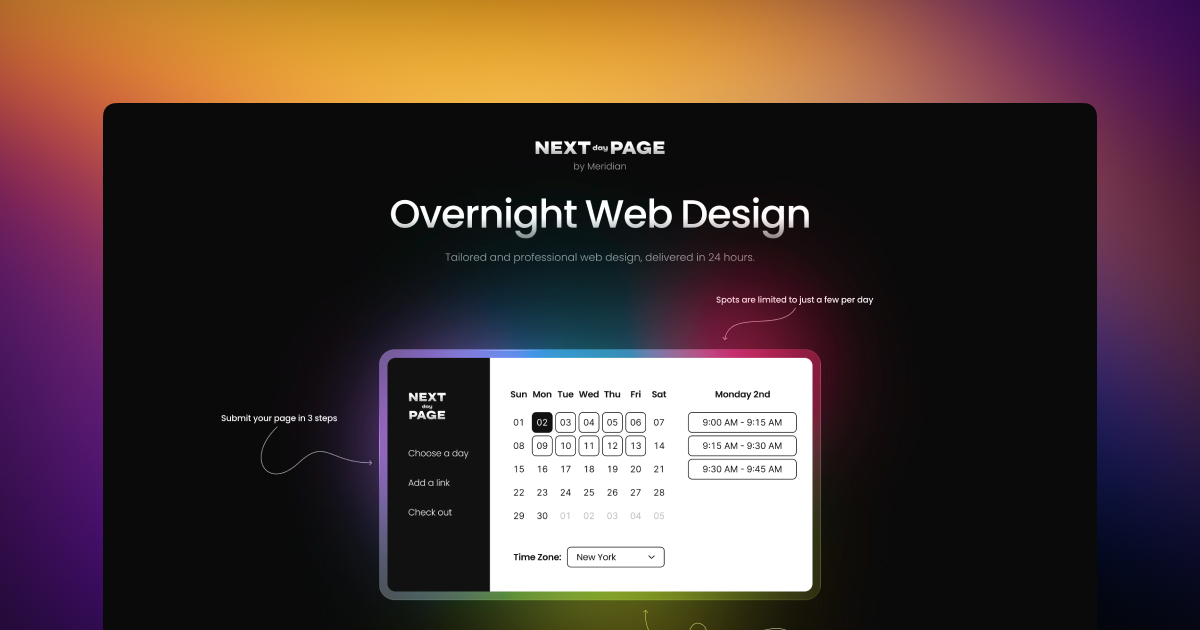 Next Day Page - Overnight Web Design